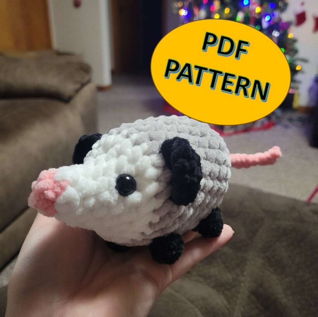 Low Sew Opossum Crochet PDF Pattern Long Tail Plushie Stuffed Animal ...