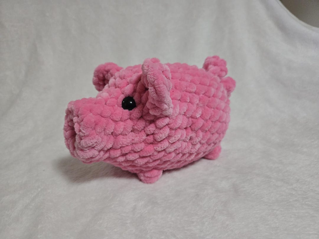 Crocheted Jumbo Pig Stuffed Animal Stuffy Ready to Ship Pink Handmade ...