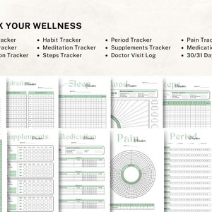 Printable Wellness & Fitness Planner Bundle | Undated Health Planner ...