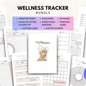 Printable Wellness & Fitness Planner Bundle | Undated Health Planner ...