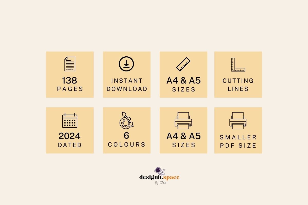 2024 Printable Planner, Dated Printable, Minimalist Planner, Daily ...