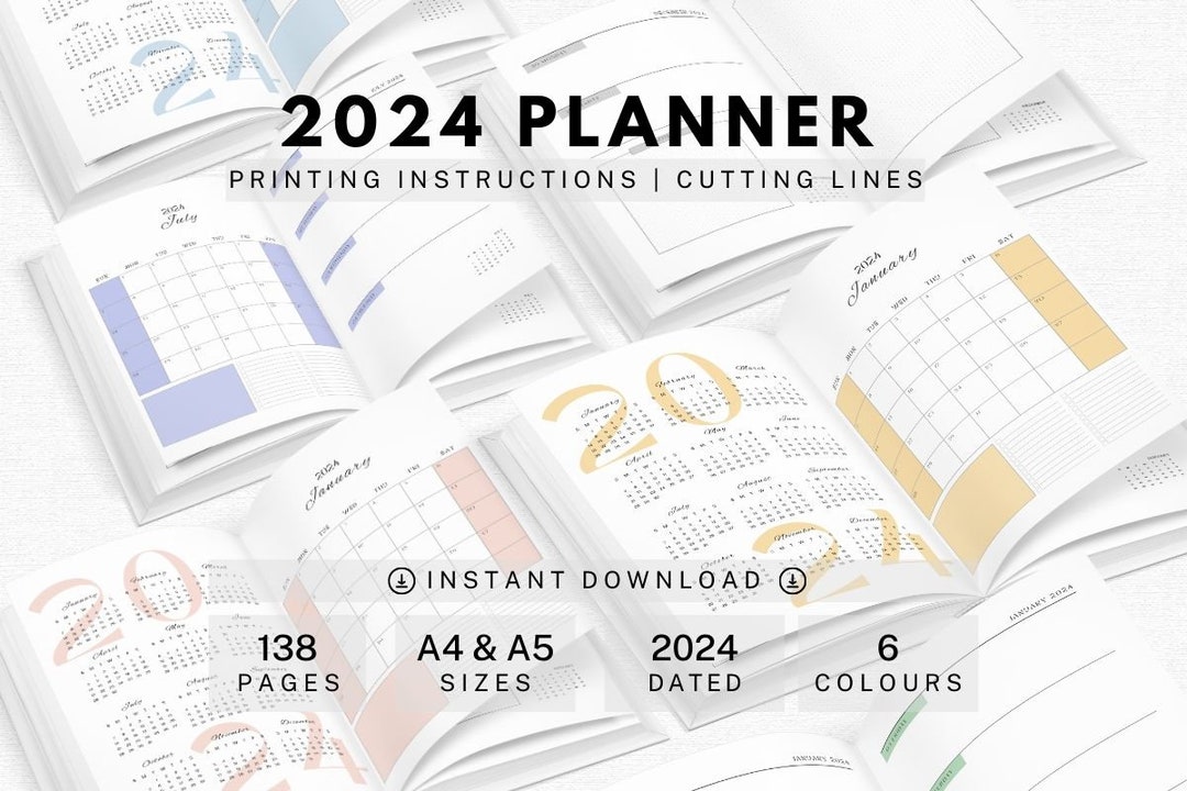 2024 Printable Planner, Dated Printable, Minimalist Planner, Daily ...