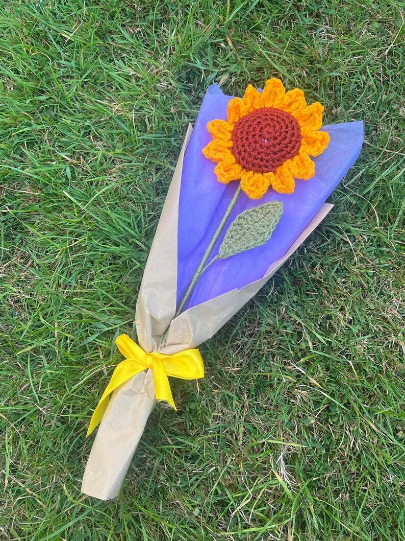 Crochet Sunflower for Bouquet Arrangements Sunflowers Fibre Art - Etsy