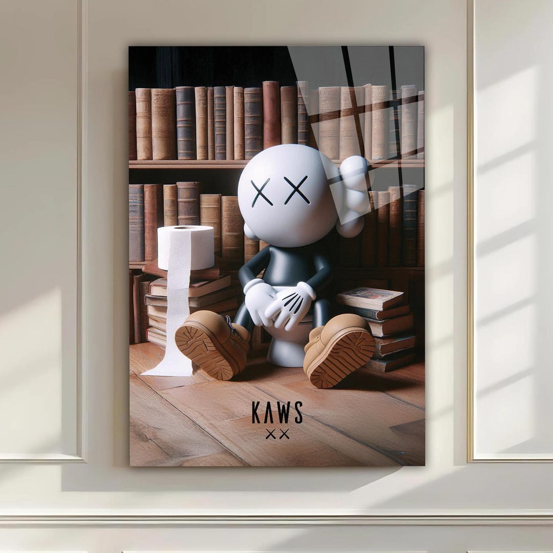 Kaws Tempered Glass Art Kaws Wall Decor for Home, Modern Art Print ...