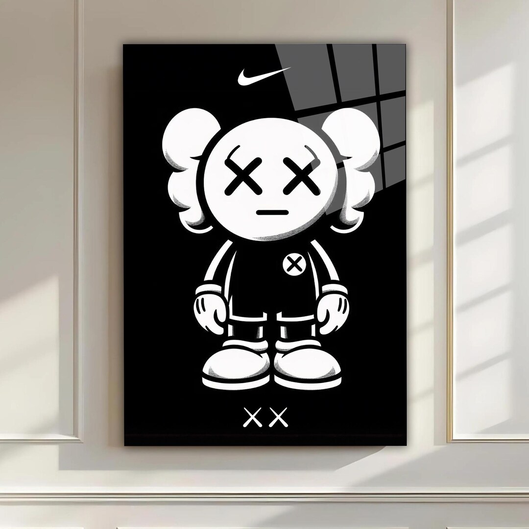 Kaws Tempered Glass Art Kaws Wall Decor for Home, Modern Art Print ...