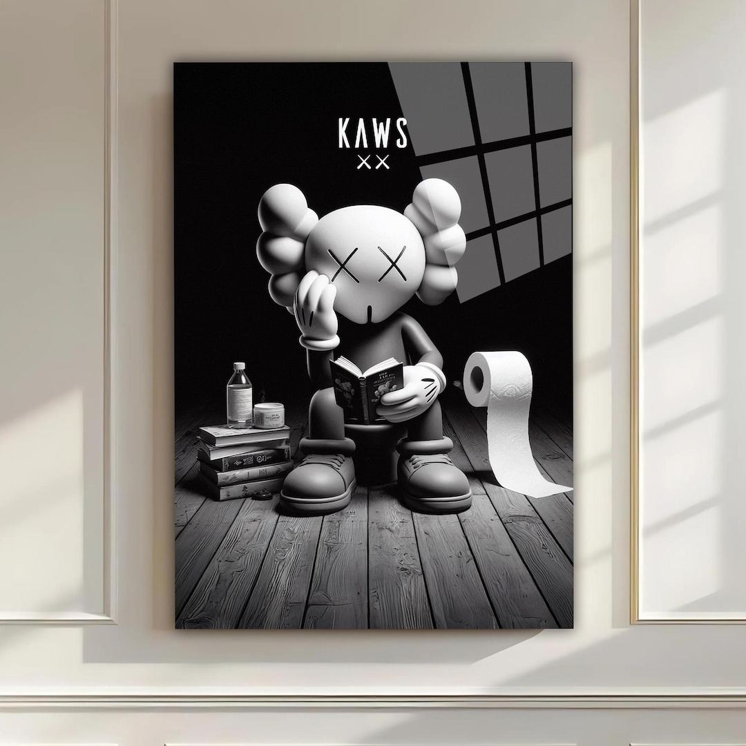 Kaws Tempered Glass Art Kaws Wall Decor for Home, Modern Art Print ...