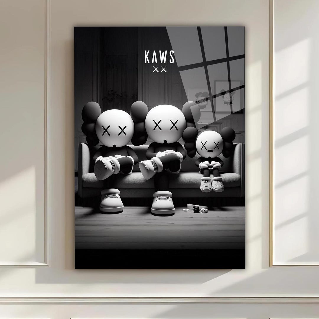 Kaws Tempered Glass Art Kaws Wall Decor for Home, Modern Art Print ...