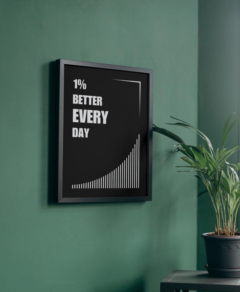 Motivational Poster Success Quote Gym Motivation 1% Better Every Day ...