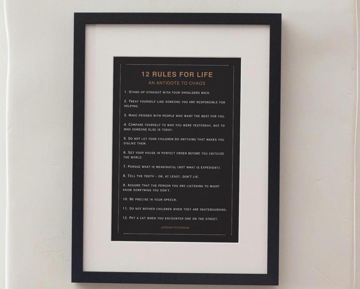 Jordan Peterson Poster 12 Rules for Life Wall Art Quote Home Decor ...