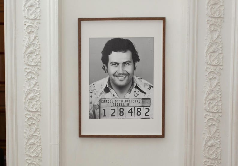 Pablo Escobar Mugshot Poster Celebrity Mugshot Digital Print Home Decor ...