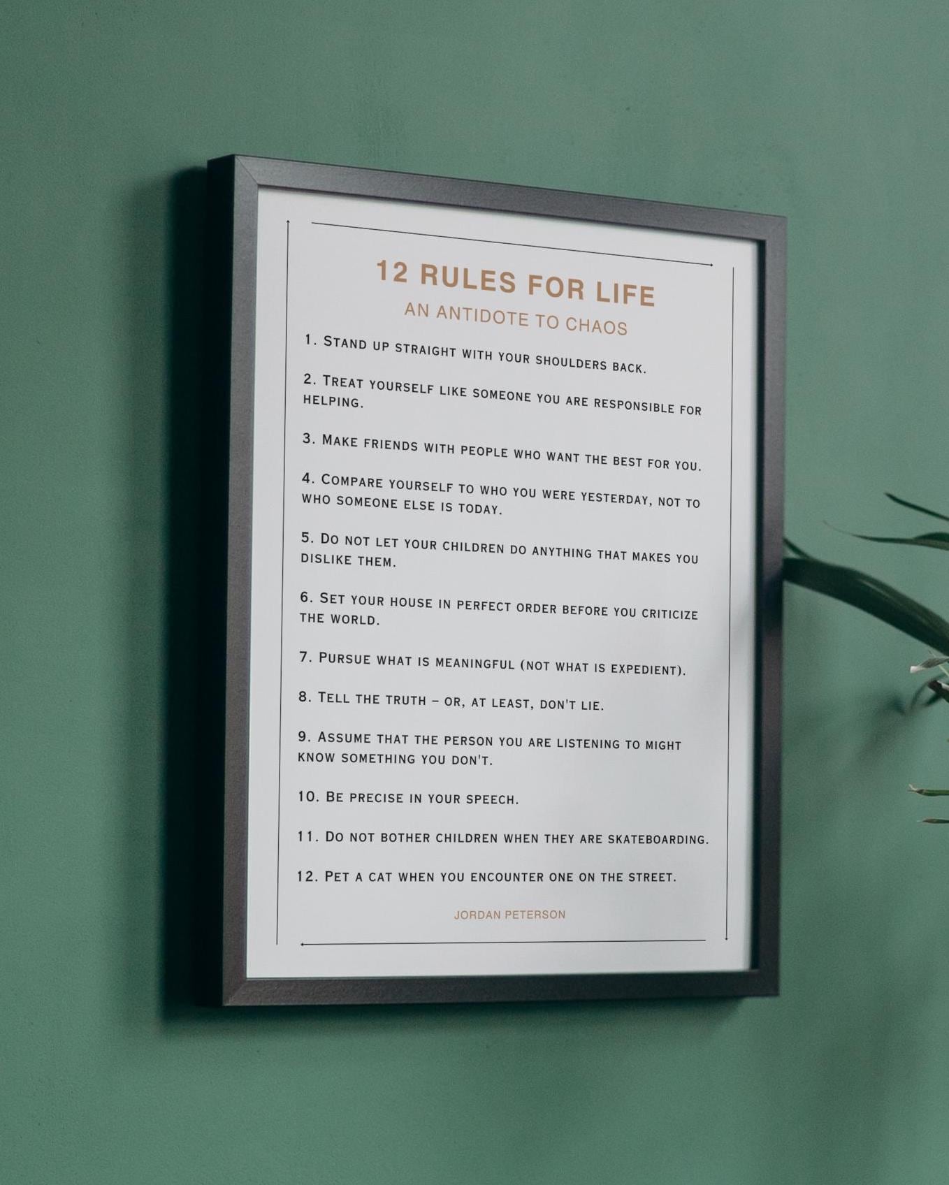 Jordan Peterson Poster 12 Rules for Life Wall Art Quote Home Decor ...