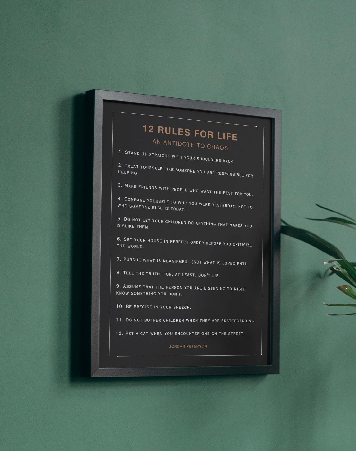 Jordan Peterson Poster 12 Rules for Life Wall Art Quote Home Decor ...