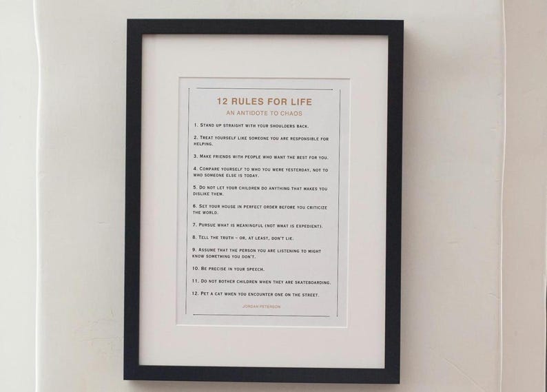 Jordan Peterson Poster 12 Rules for Life Wall Art Quote Home Decor ...