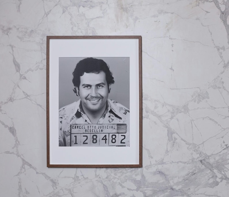 Pablo Escobar Mugshot Poster Celebrity Mugshot Digital Print Home Decor ...