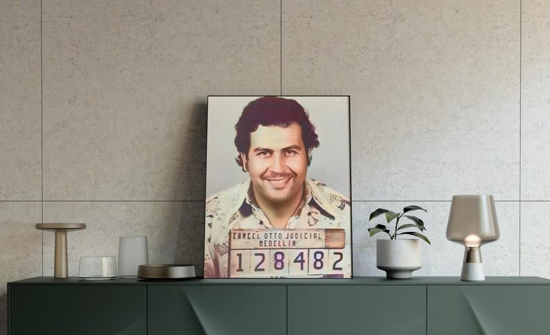 Pablo Escobar Mugshot in Colour Poster Celebrity Mugshot Digital Print ...