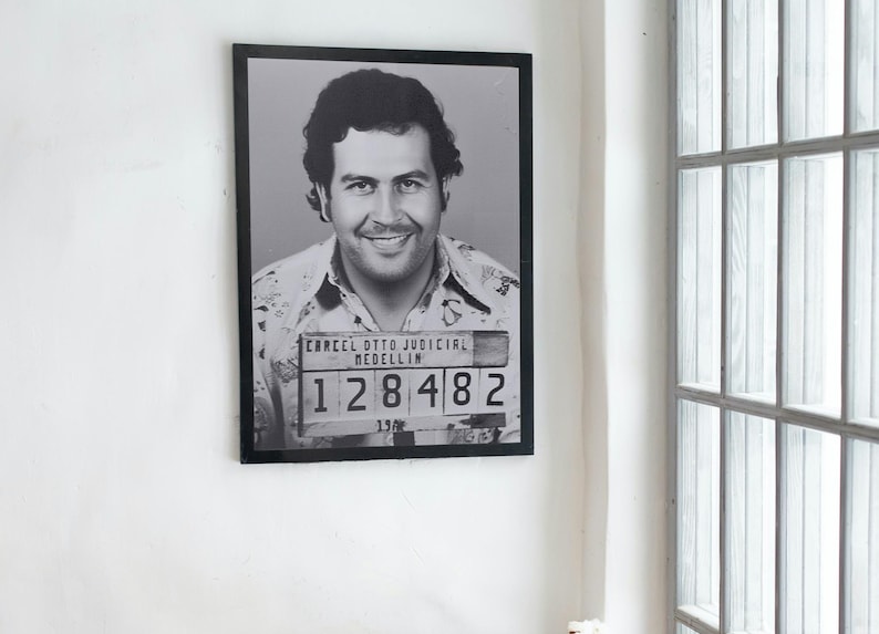 Pablo Escobar Mugshot Poster Celebrity Mugshot Digital Print Home Decor ...
