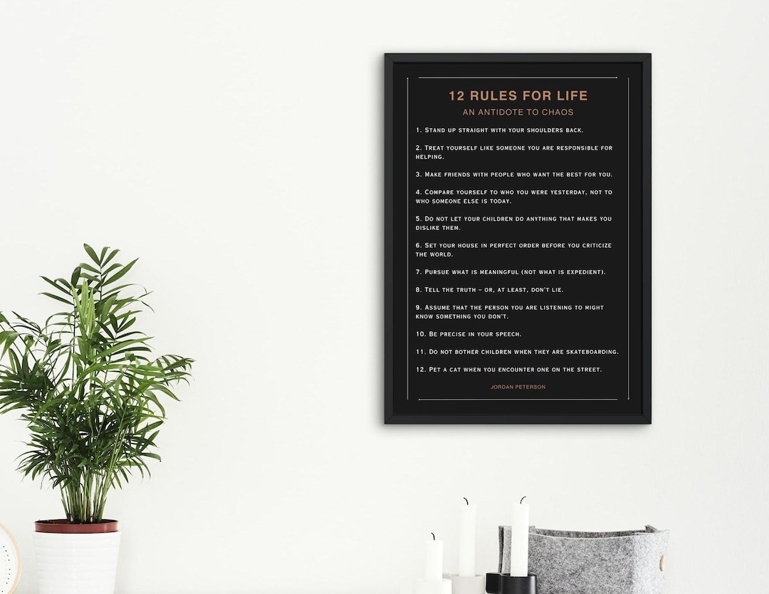Jordan Peterson Poster 12 Rules for Life Wall Art Quote Home Decor ...