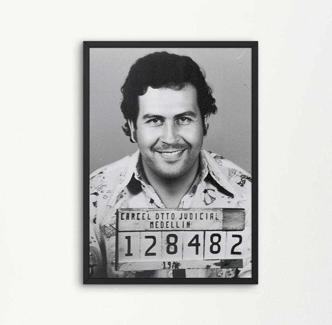 Pablo Escobar Mugshot Poster Celebrity Mugshot Digital Print Home Decor ...