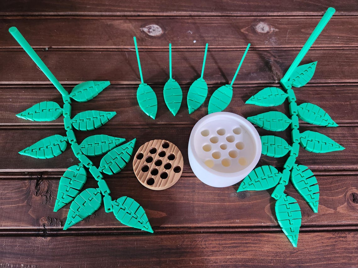 3D Printed Fidget Vine and Leaf Set With Pen/pencil Holder Desk Toy ...