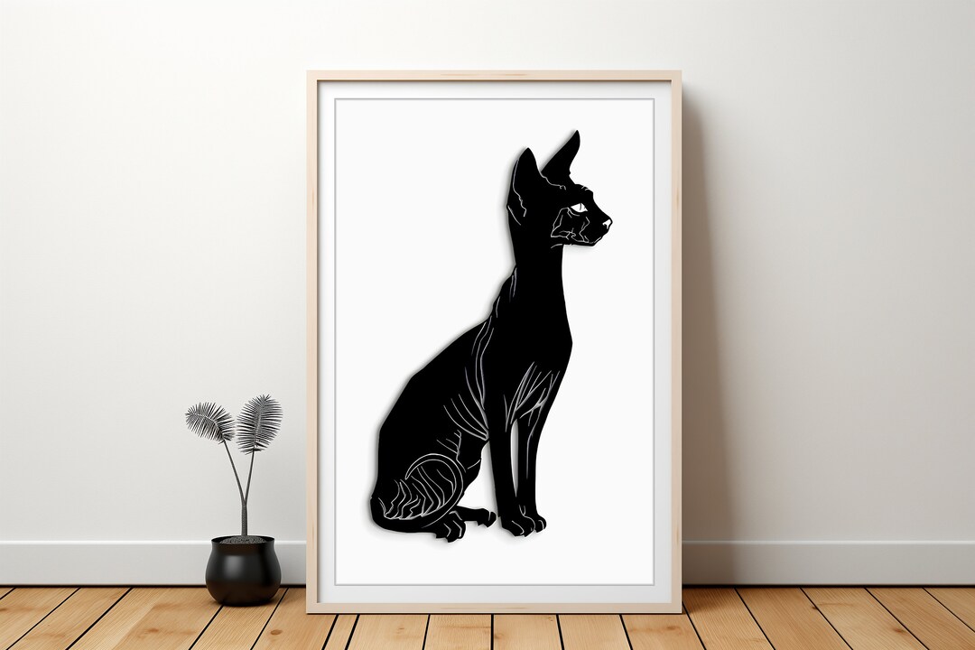 Sleek Cat Silhouette Printable Art - Elegant Feline Line Art - Instant ...