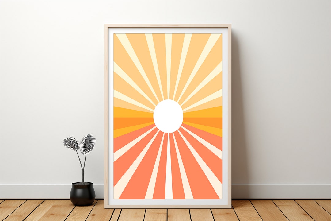 Sun Art Prints / Mid Century Modern Wall Decor / Terracotta Sun Poster ...