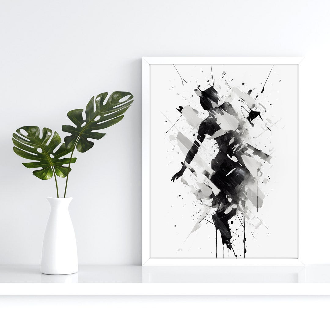 Dynamic Abstract Art Print | Black and White Motion | Contemporary Wall ...