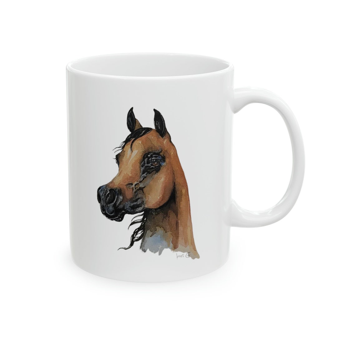Mug Horse Print Coffee Mug Bay Arabian Mug Horse Painting Ceramic ...