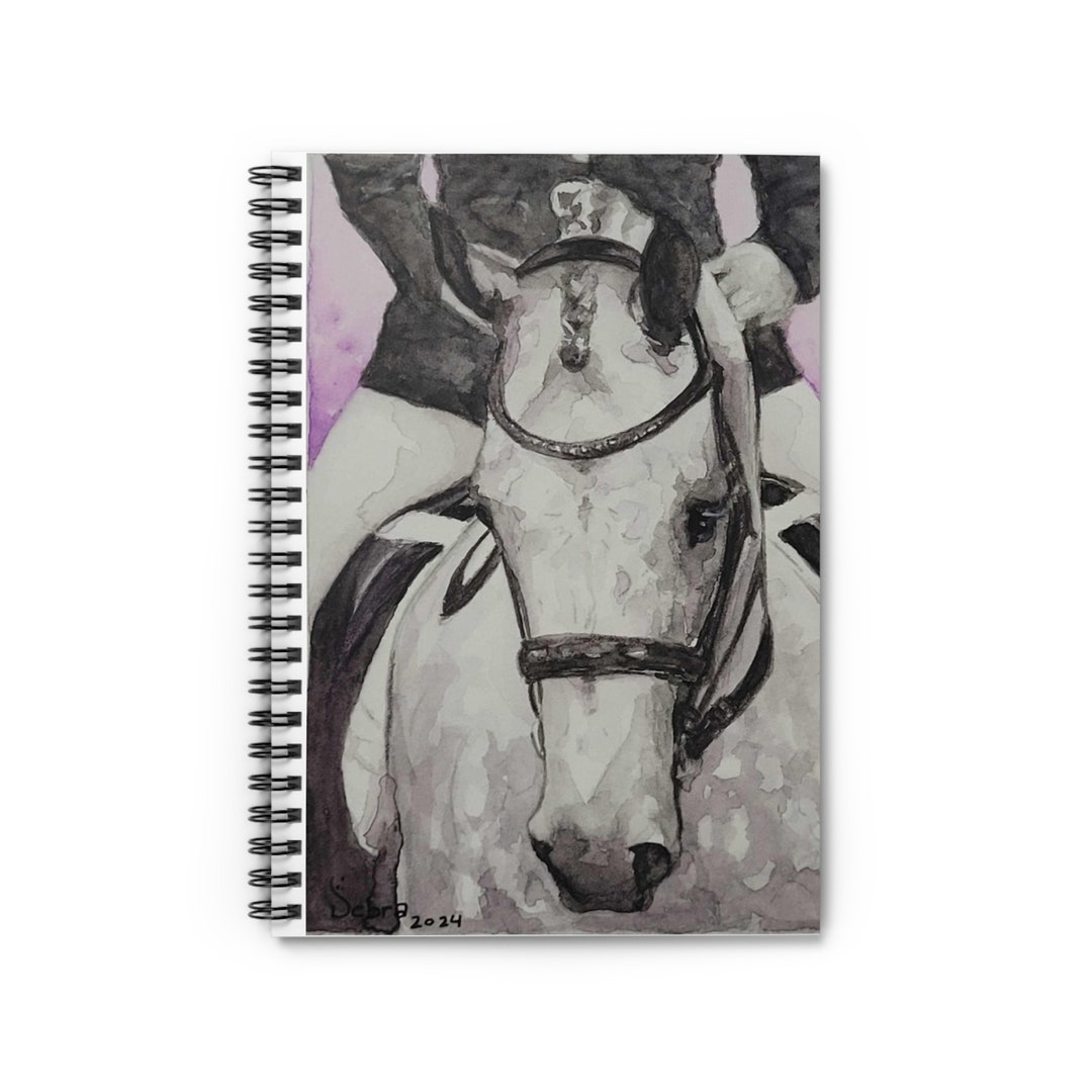 Spiral Notebook Horse Print Notebook Grey Dressage Horse Painting ...