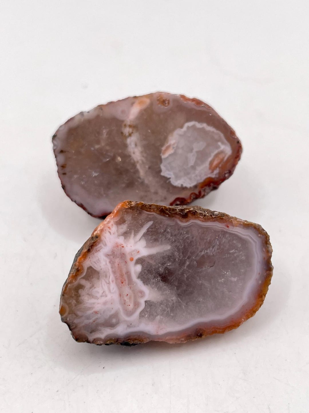 Two Carnelian Berber Agate Nodule Halves - Polished Specimen With ...