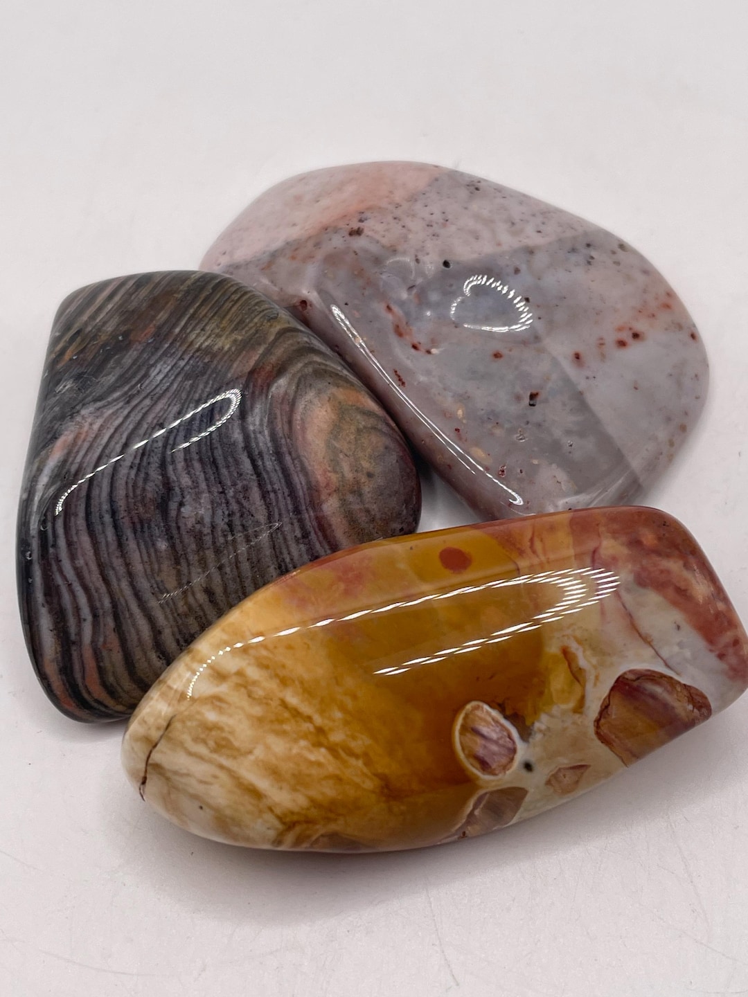Three Ohio Rainbow Flint Stones Tumbled and Polished Banded Chert - Etsy