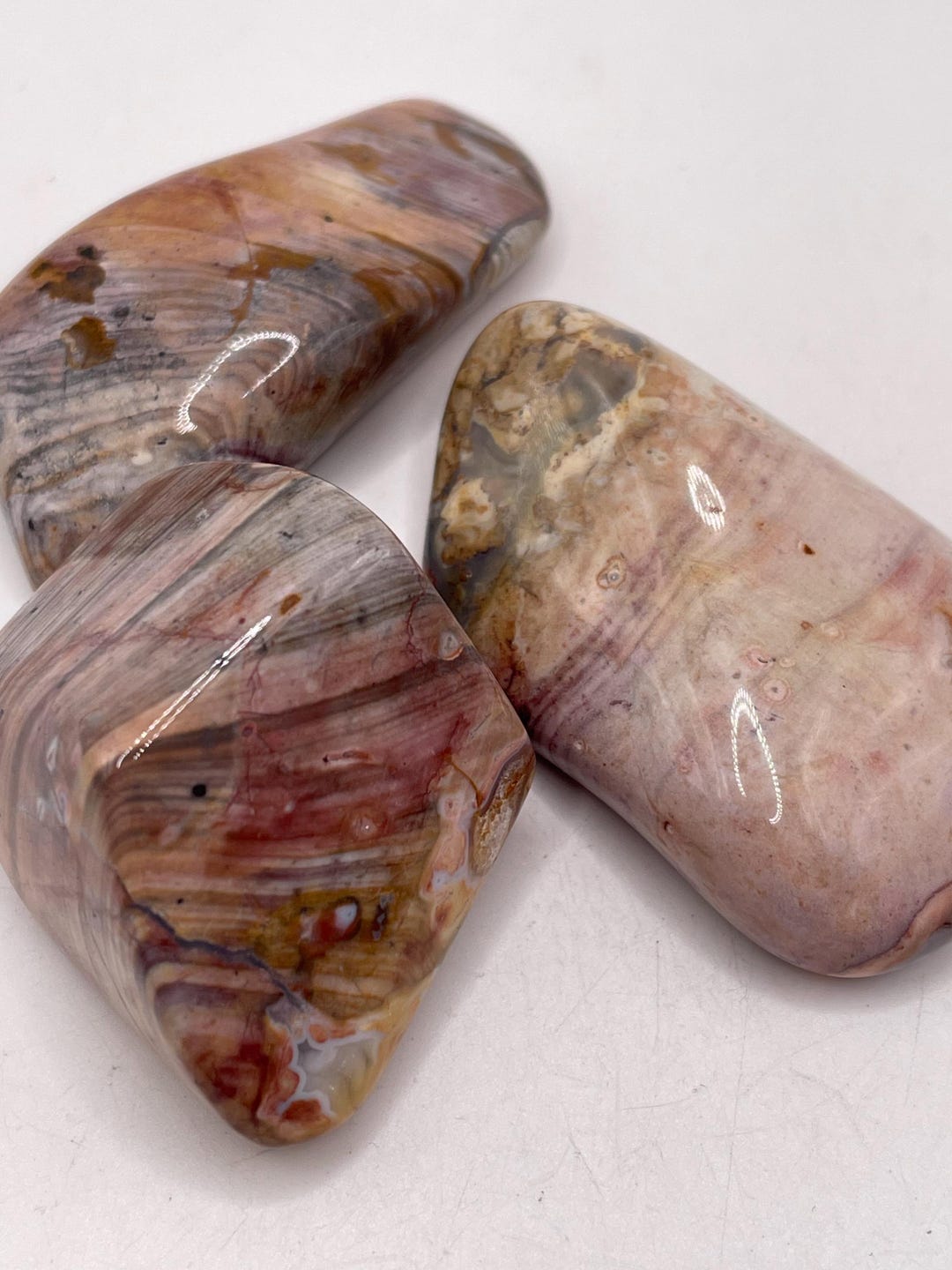 Three Ohio Rainbow Flint Stones Tumbled and Polished Banded Chert - Etsy