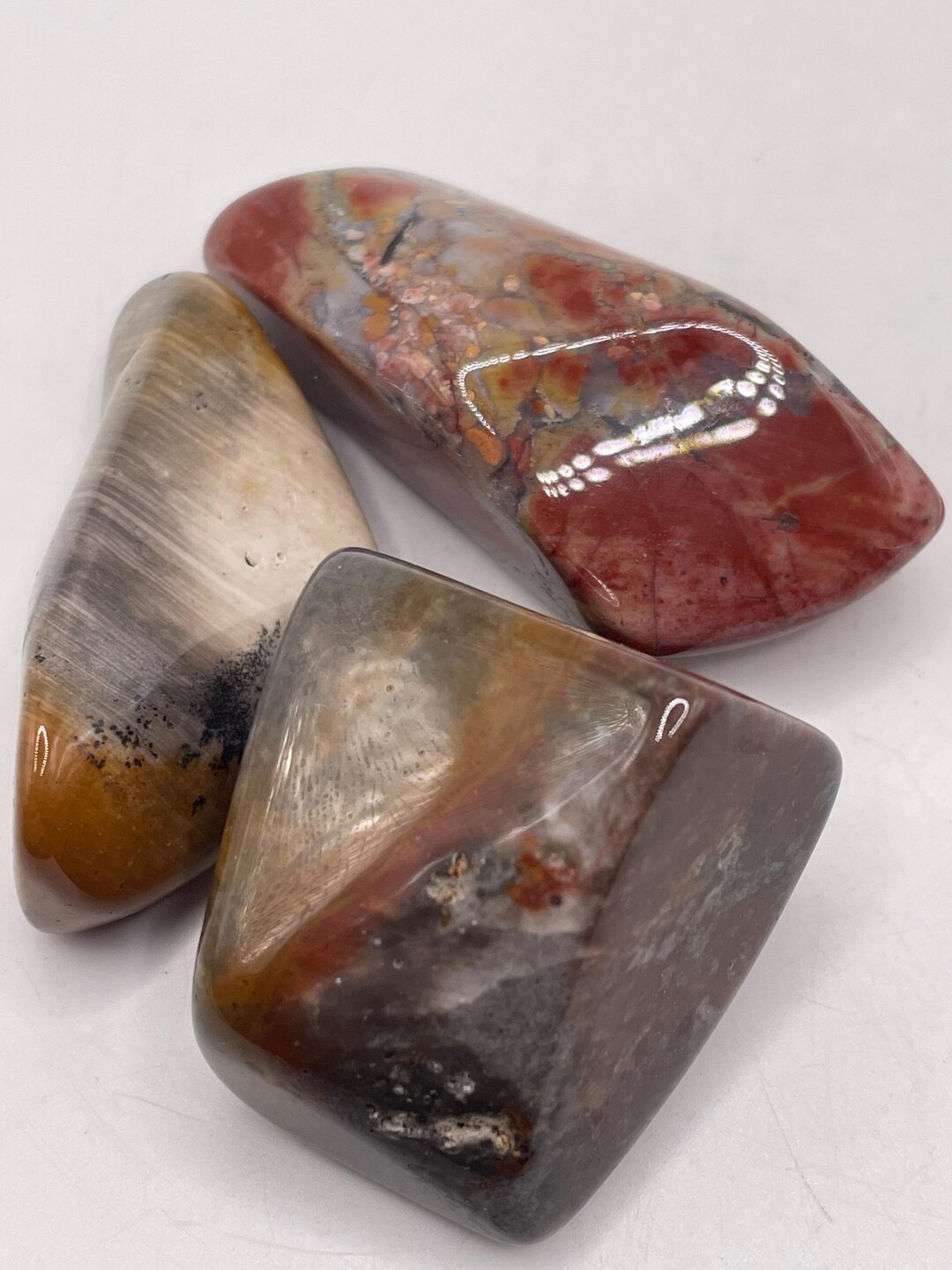 Three Ohio Rainbow Flint Stones Tumbled and Polished Banded Chert - Etsy