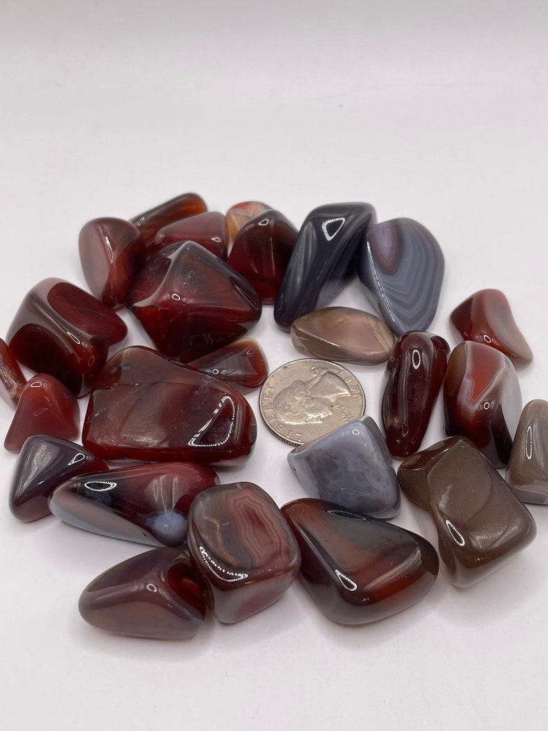 Set of 25 Swazi Agates Tumbled and Polished Various Sizes Red, White ...