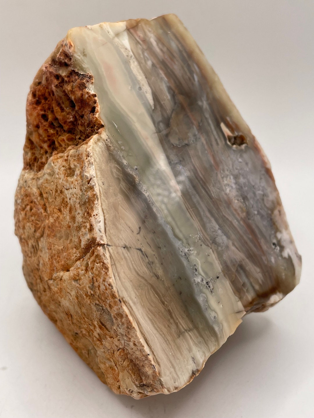 Ohio Rainbow Flint Face Polished Specimen With Natural Exterior 1lb ...