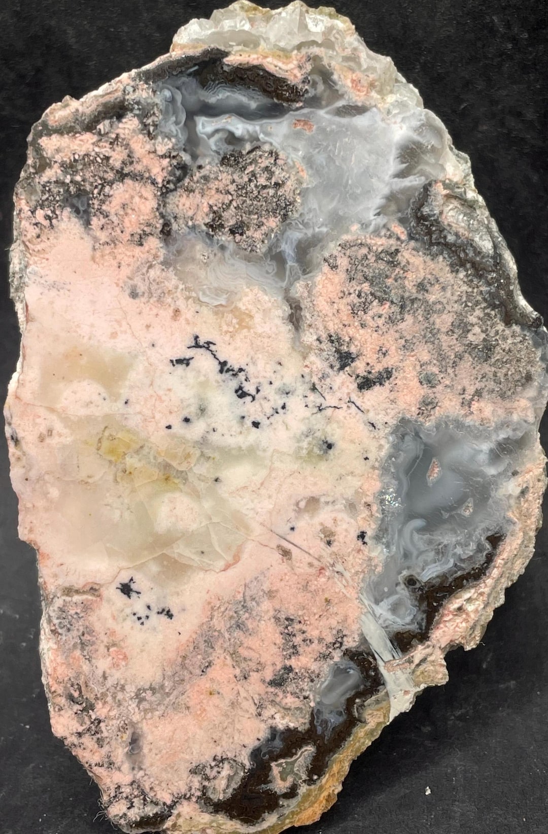 Pink Trancas Geode: Face Polished Fluorescent Specimen With Natural ...