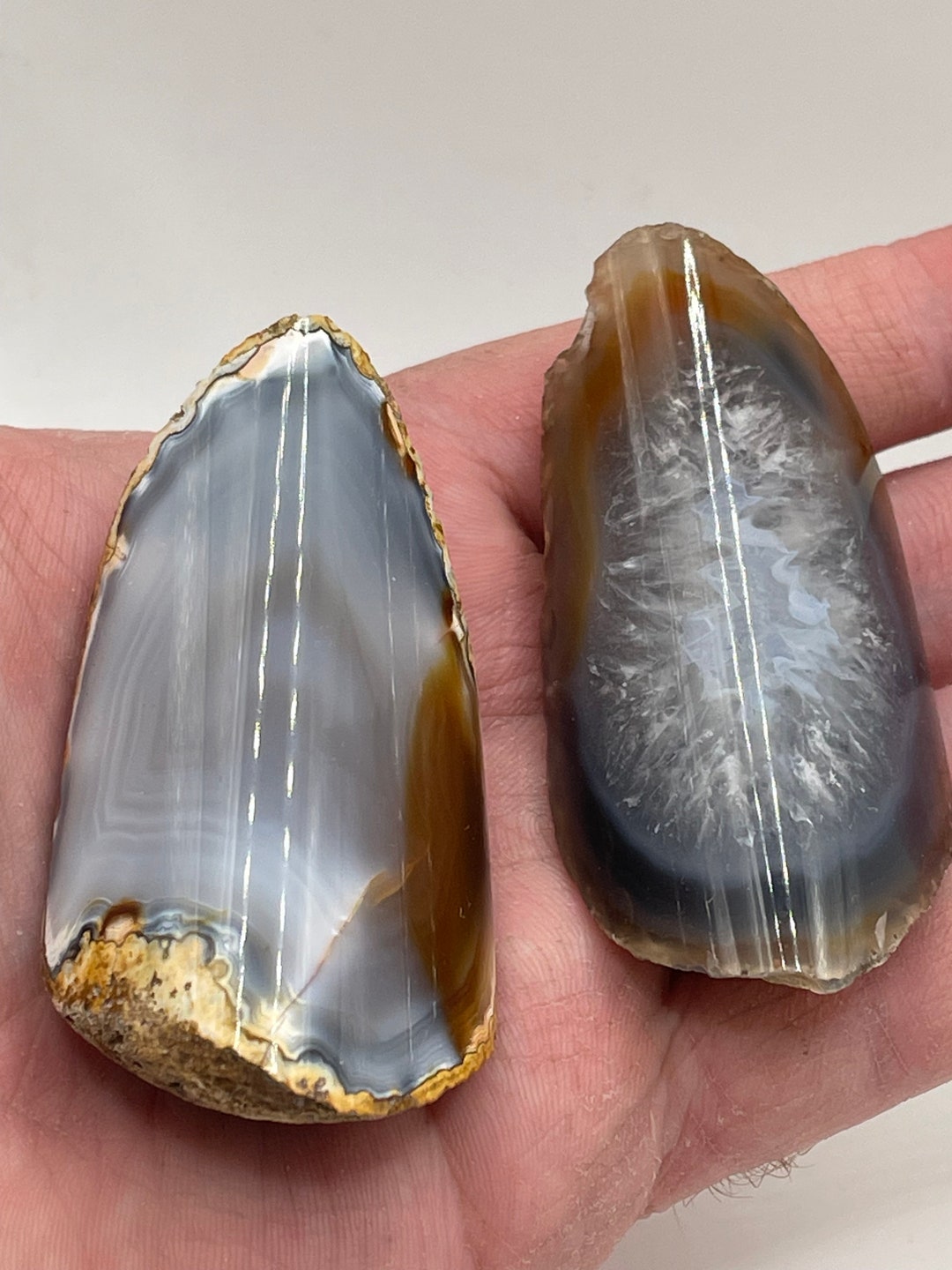 Set of Two Baby Brazilian Agate Geodes Orange/black and White With Rust ...