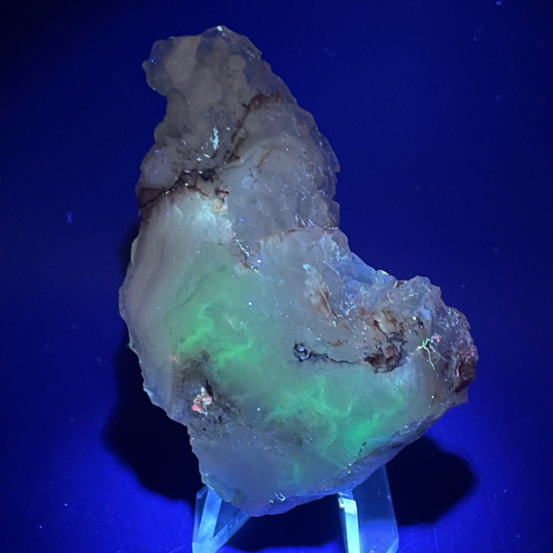 Desert Rose Chalcedony Geode Polished Slab Fluorescent Druzy Crystals ...