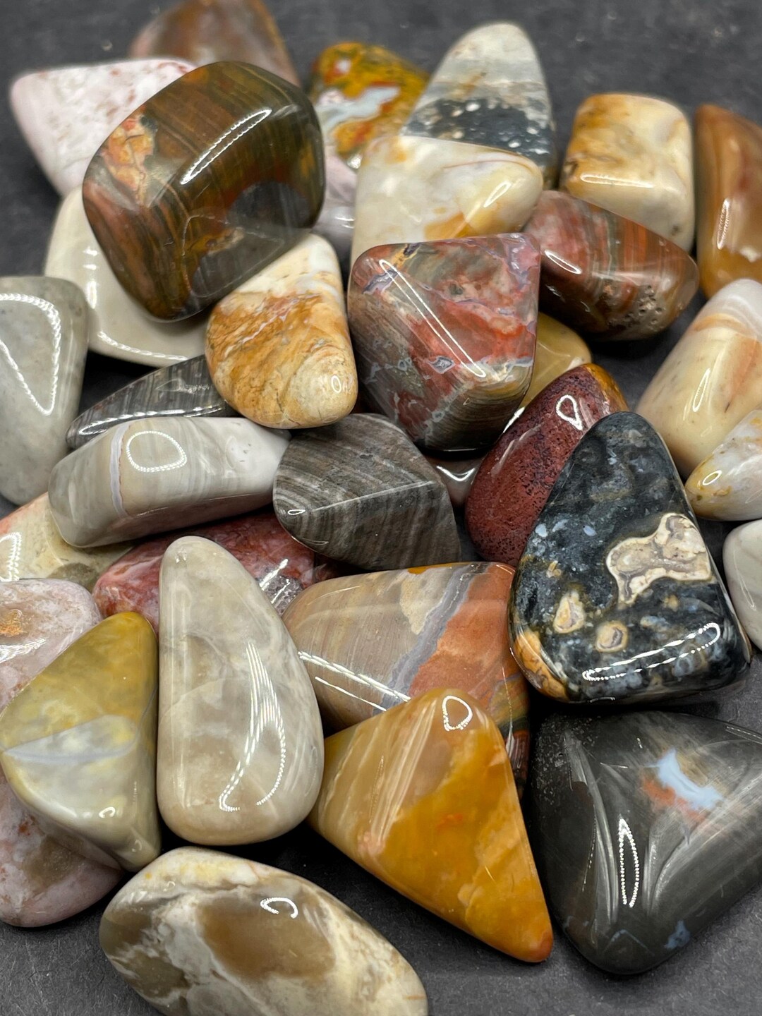 Ohio Rainbow Flint: 30 Tumbled and Polished Small Stones From Nethers ...