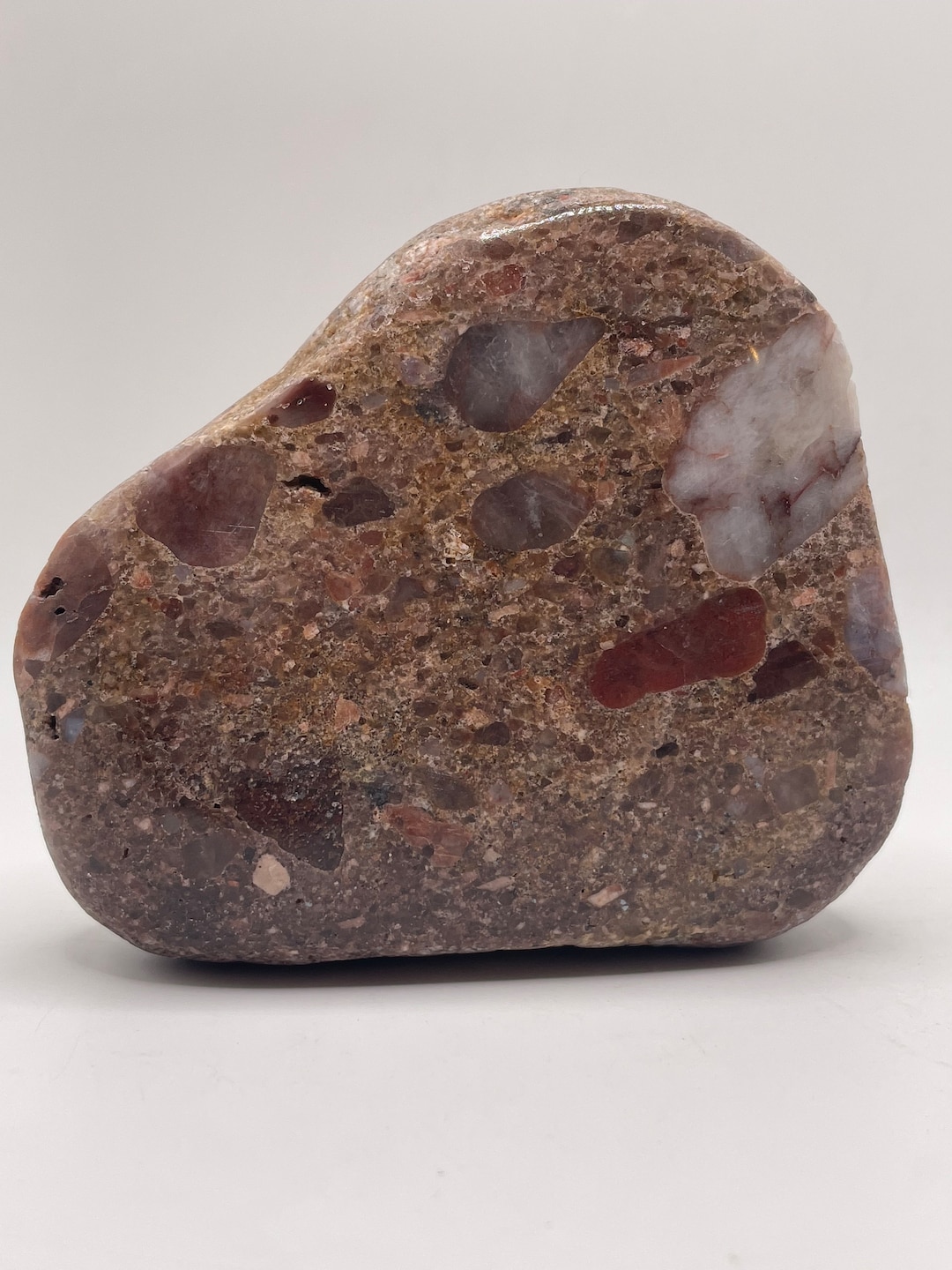 Michigan Pudding Stone Polished Standing Display Specimen Chunks of Red ...
