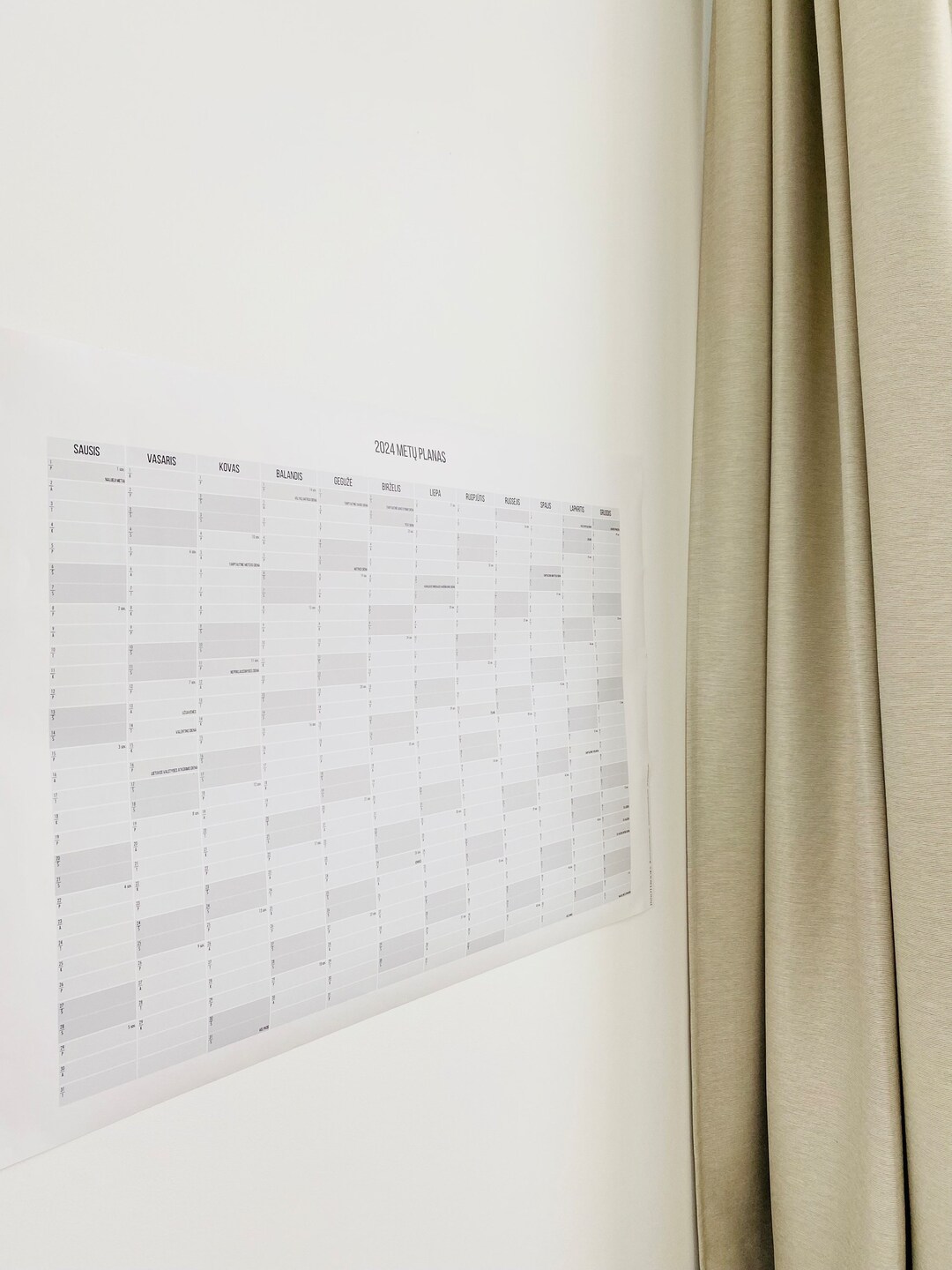 Printable A1 Size 2024 Wall Calendar / Planner in English Language - Etsy