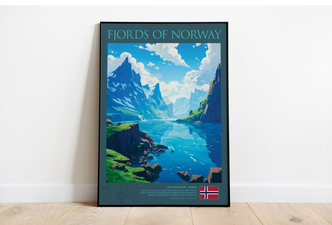 Fjords of Norway Print Fjords of Norway Poster Wall Art Contemporary ...