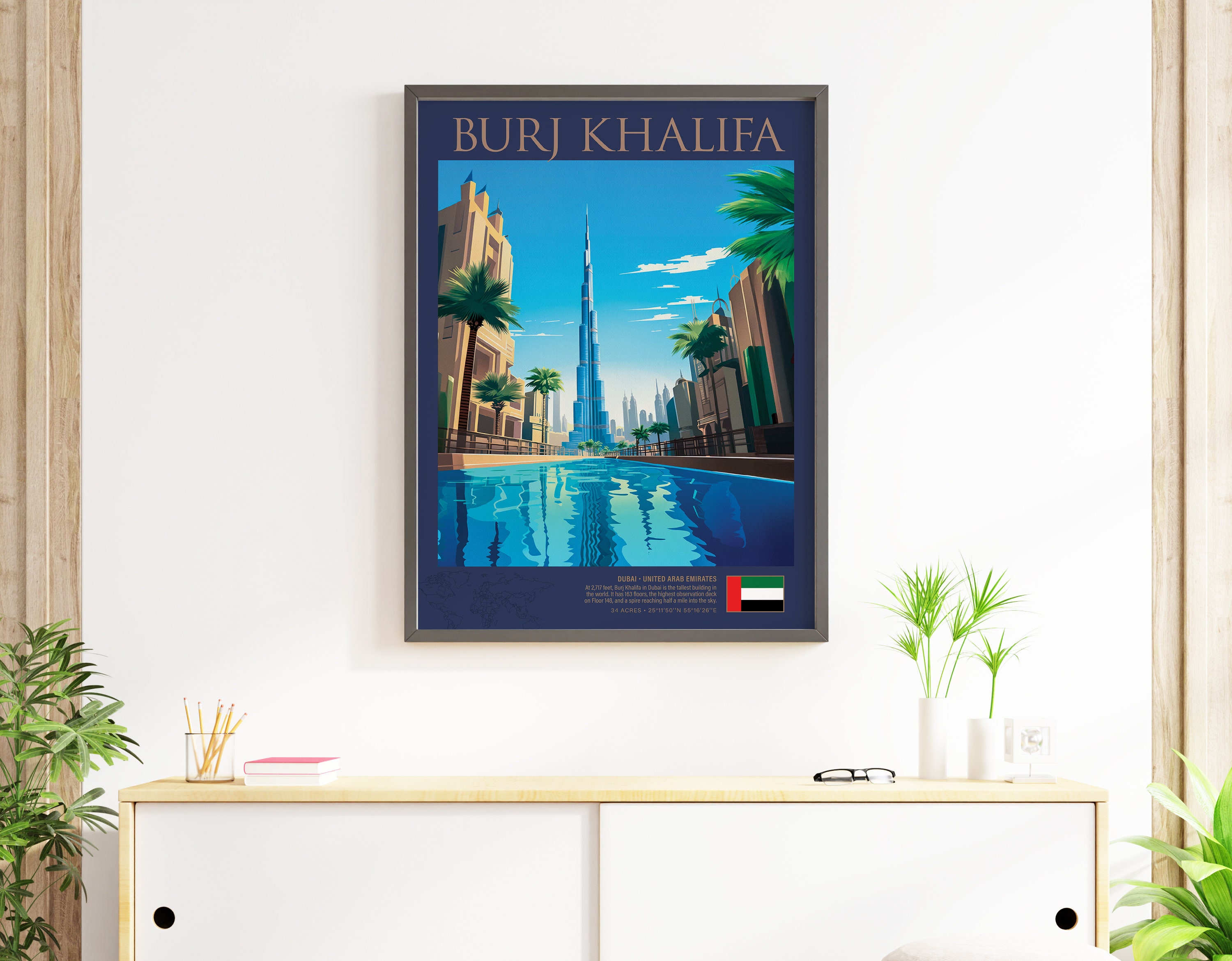 Burj Khalifa Print Burj Khalifa Poster Wall Art Contemporary Art ...