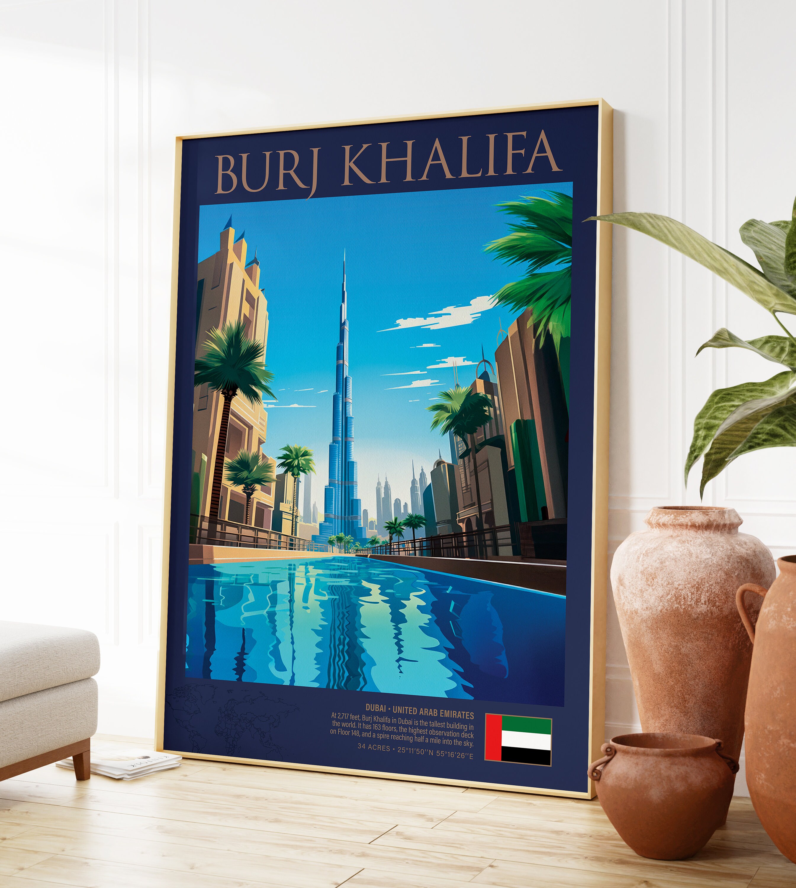 Burj Khalifa Print Burj Khalifa Poster Wall Art Contemporary Art ...