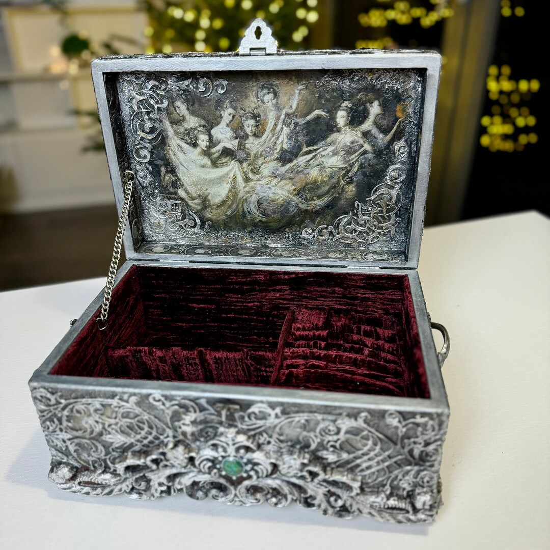 Handmade Wooden Box Keepsake Storage, Jewelry Decorative Art Organizer ...