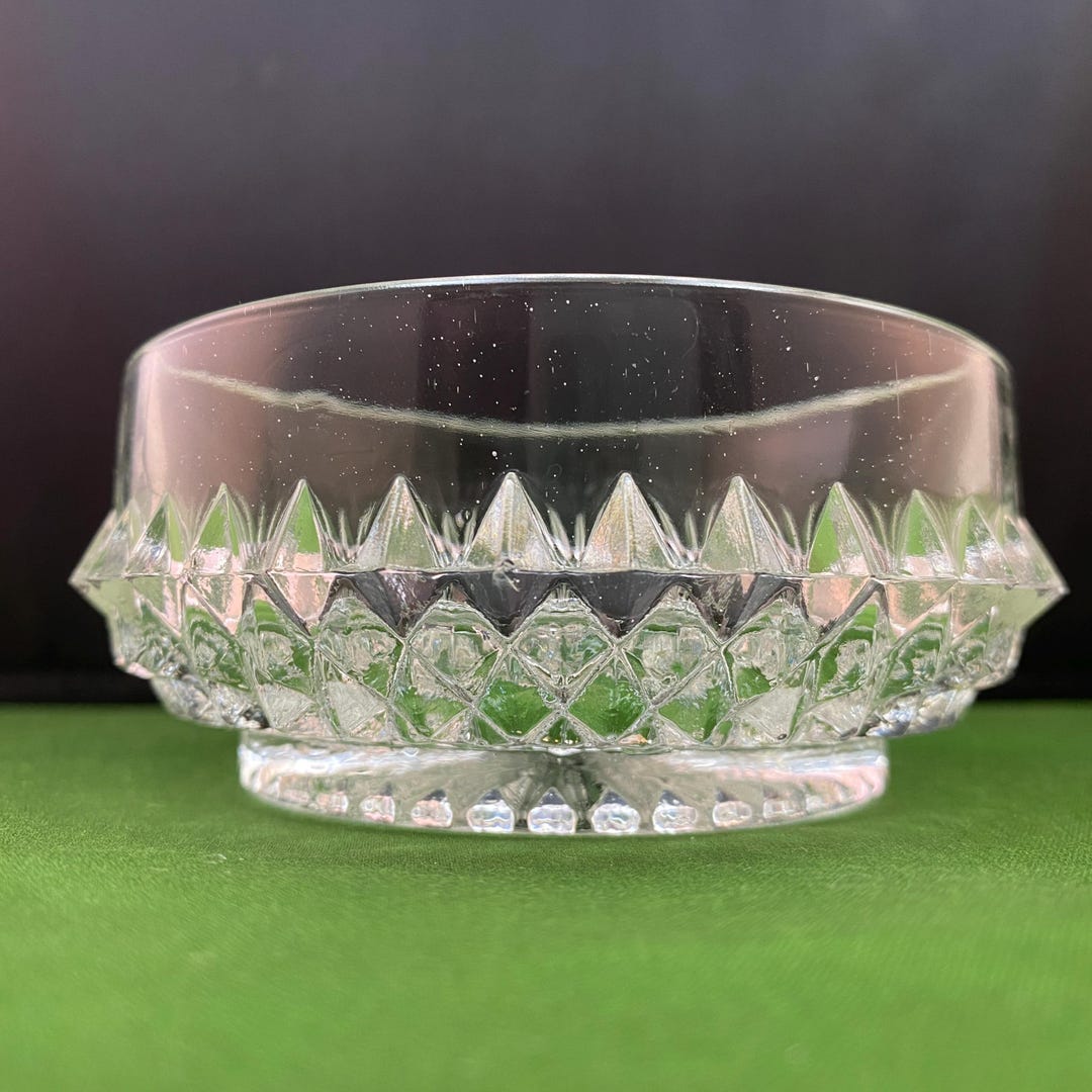 Vintage Clear Crystal Diamond Point Small Bowl - Etsy