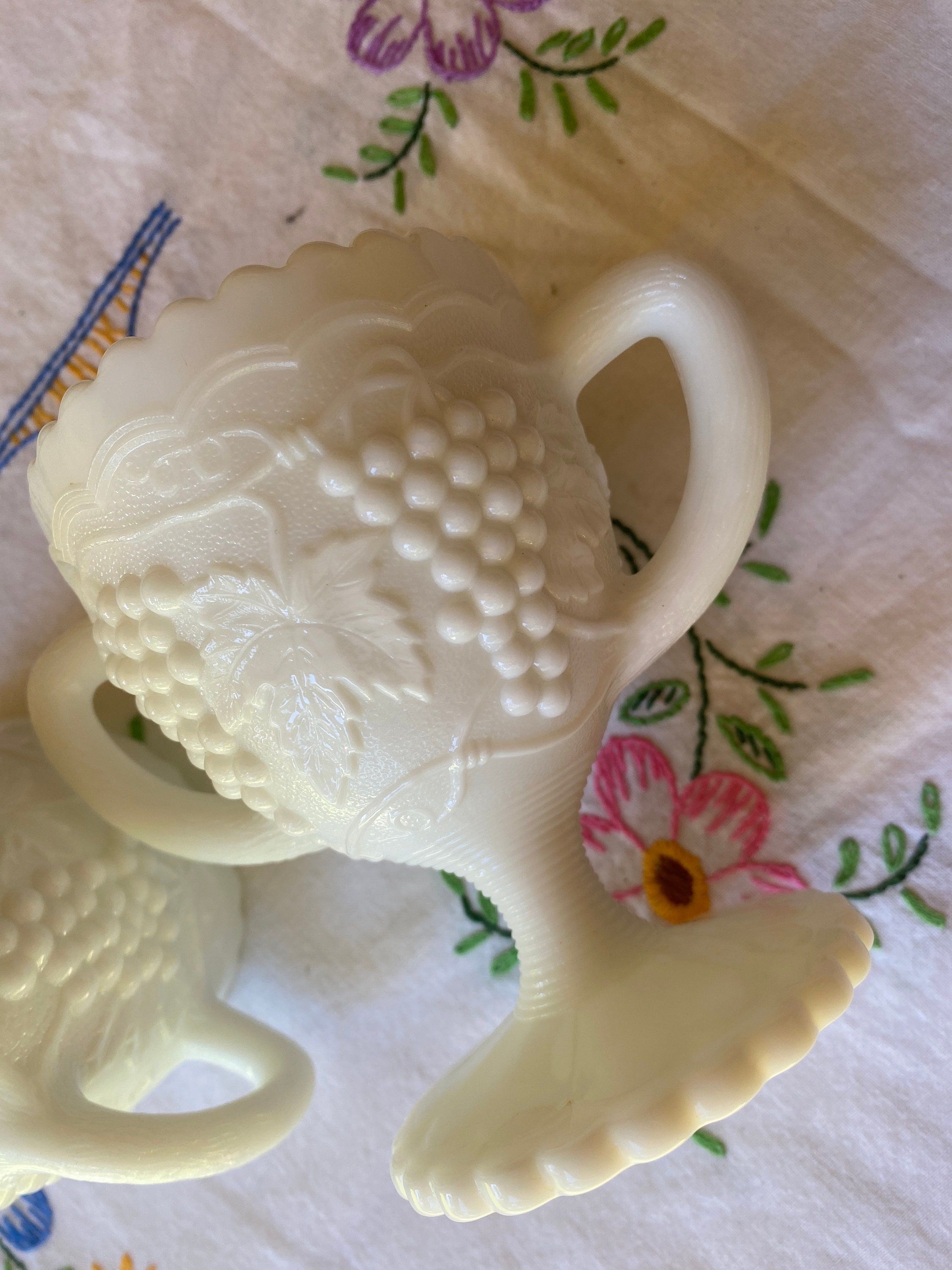 1950's Imperial Milk Glass Grape Design Footed Cream and Sugar - Etsy
