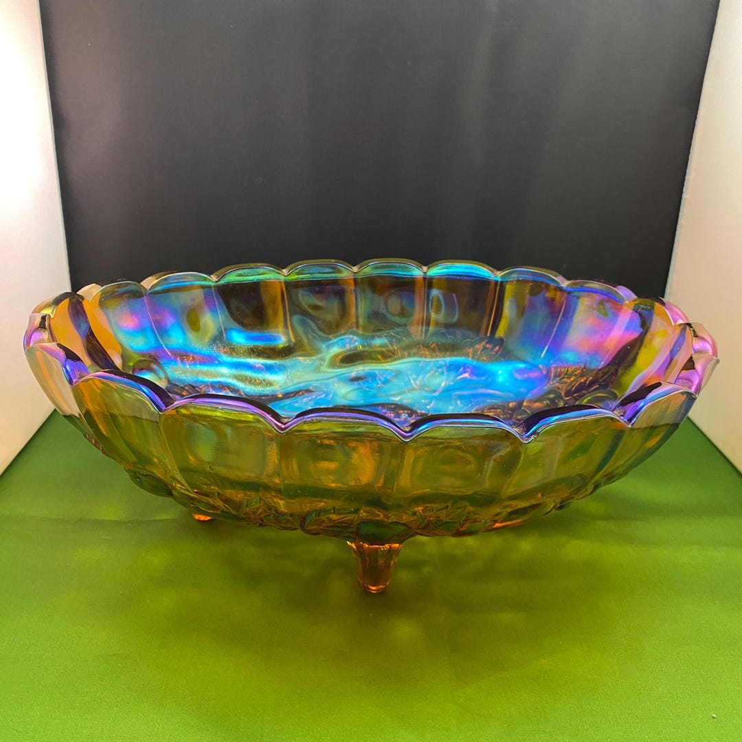 Colony Centerpiece Carnival Glass, Amber, MCM - Etsy