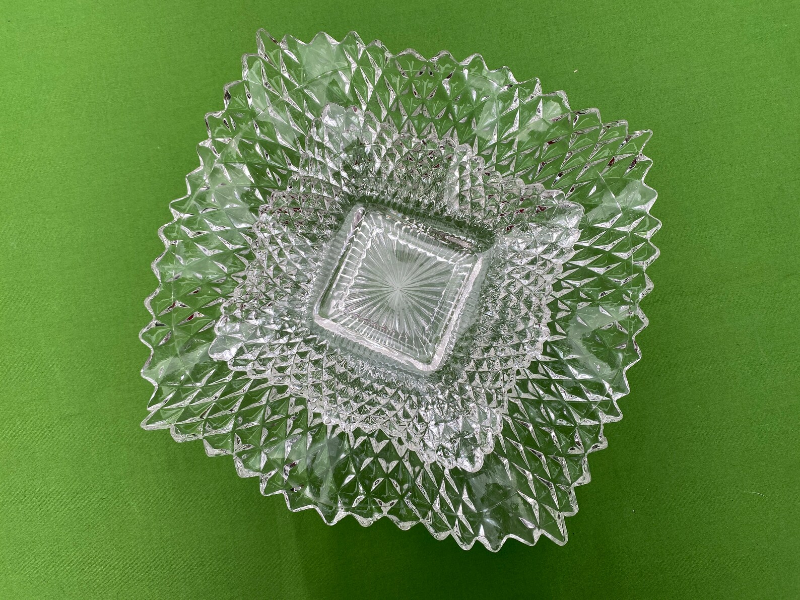 Indiana Glass Diamond Point Square Ruffled Edge Dish, Set of 2 - Etsy