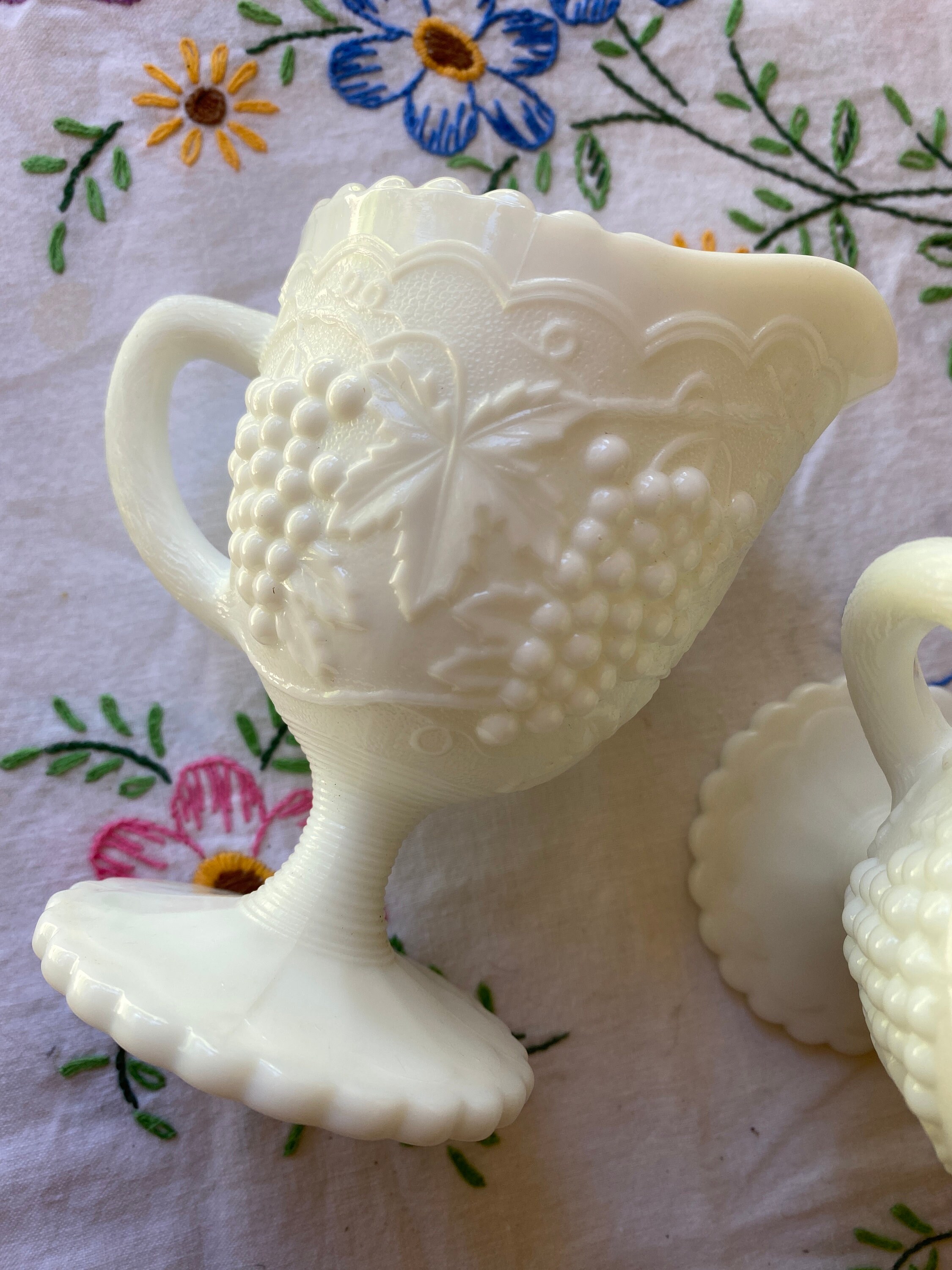 1950's Imperial Milk Glass Grape Design Footed Cream and Sugar - Etsy