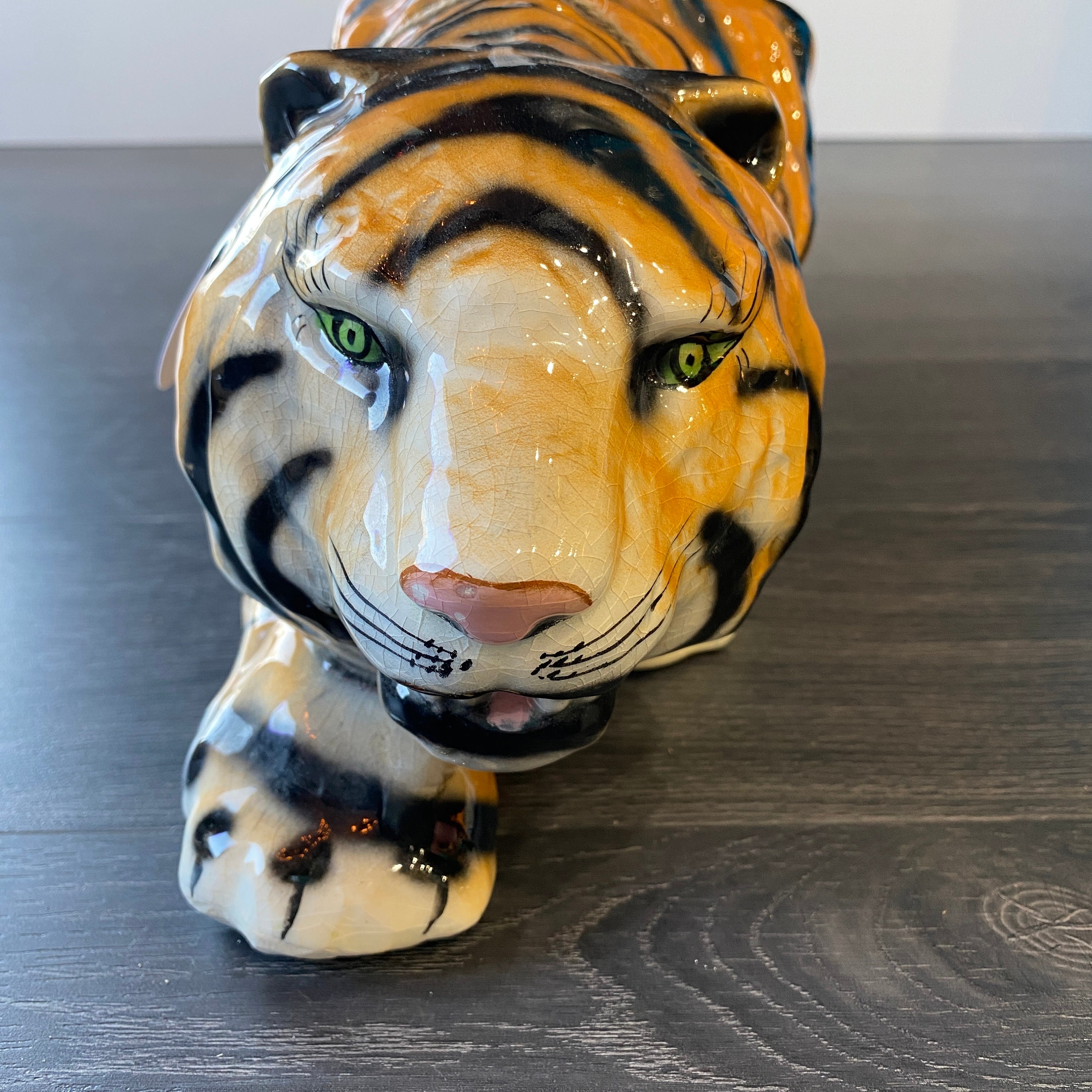 Vintage Ceramic Couching Tiger - Etsy